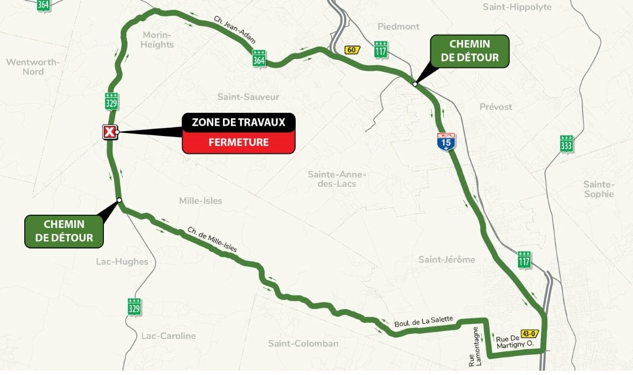 Détour de 60km sur la route 329 à Morin-Heights | Journal Accès